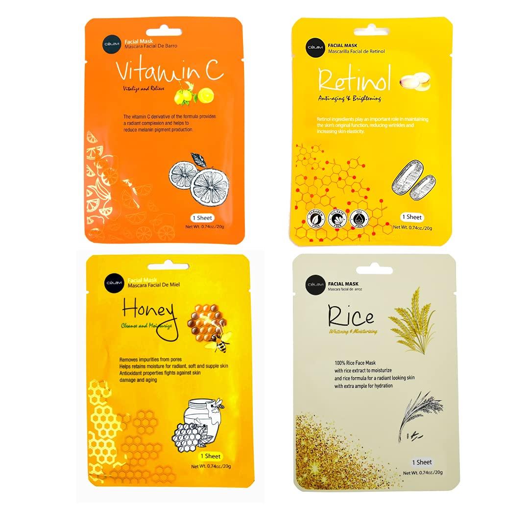 Celavi Essence Facial Sheet Face Mask Variety Set 17 Pack Korean Skincare