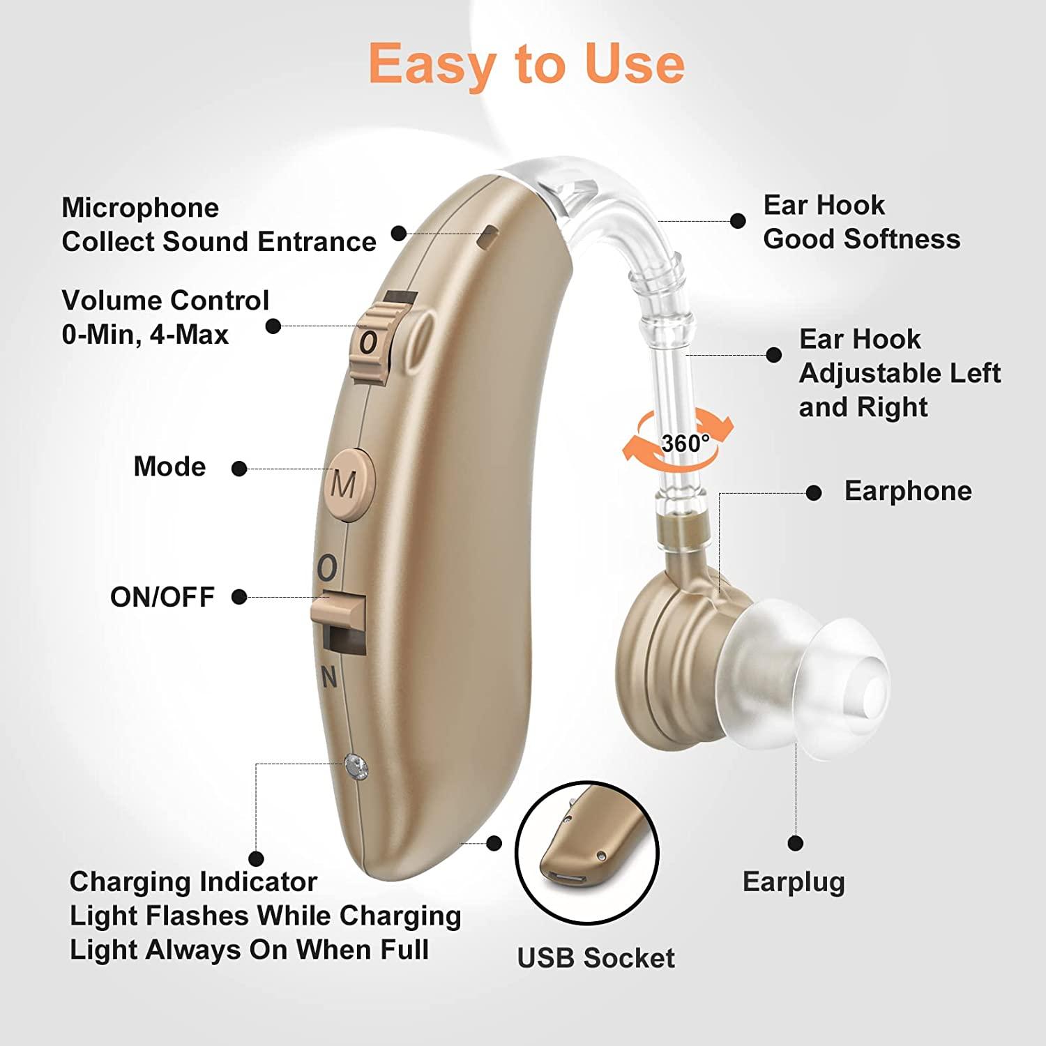Rechargeable Noise Cancelling Hearing Aids For Seniors Digital