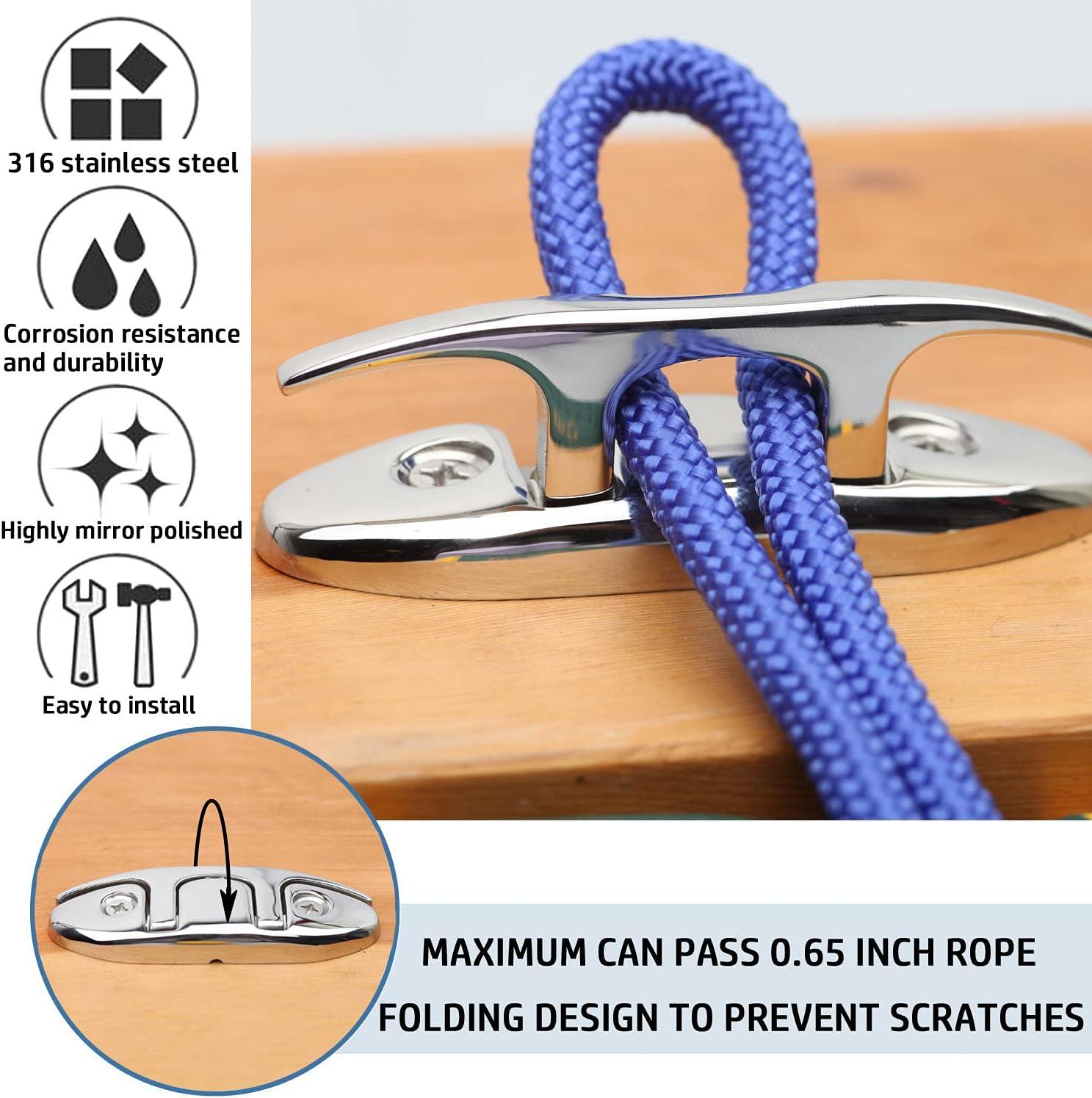 YUSOVE Stainless Steel Boat Folding Cleat Marine Flip Up Dock Cleat Pack Of