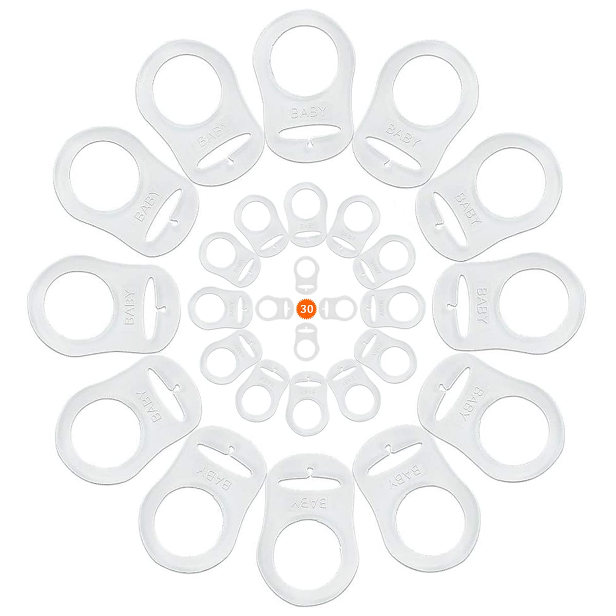 Zliger 30-Pack Transparent Silicone Rings for Pacifier Chains | Baby ...