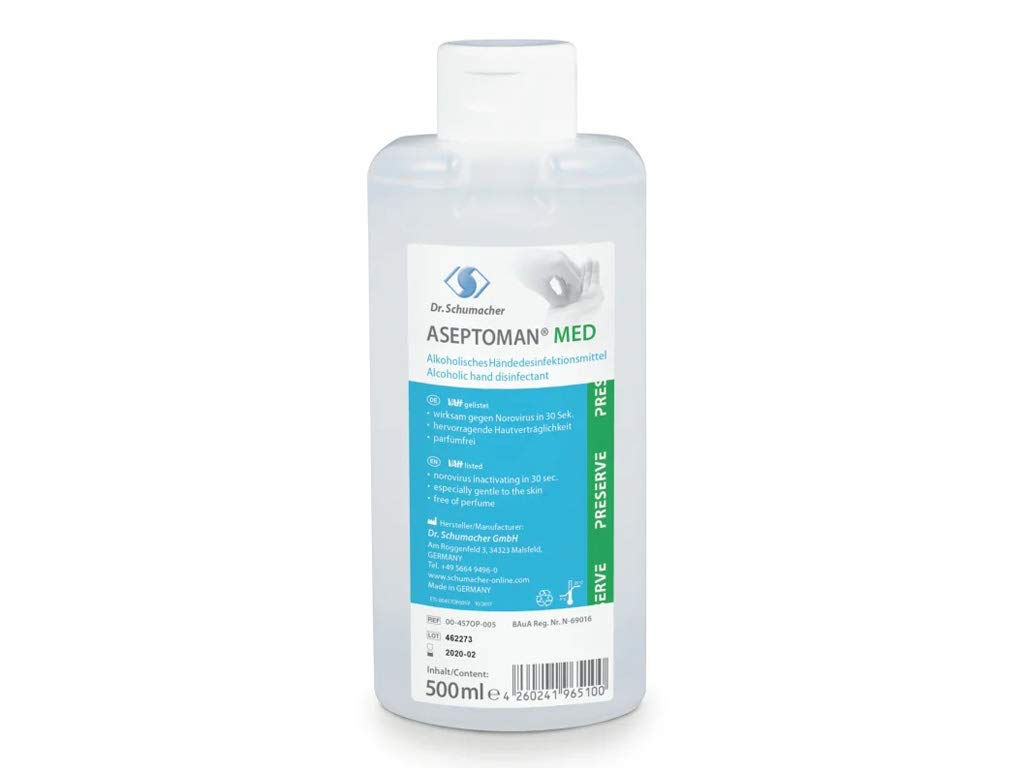 ASEPTOMAN MED Alcoholic Hand Disinfectant - 500ml Dispenser Bottle ...
