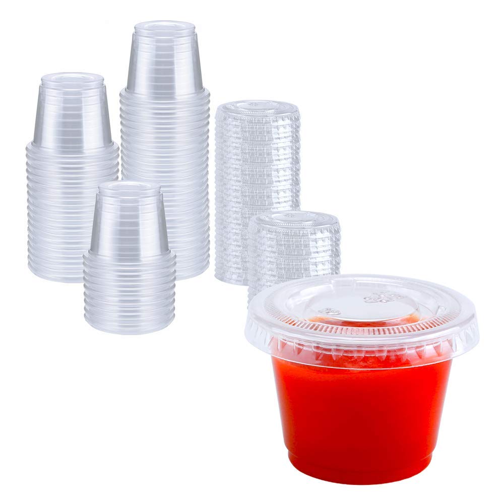 TashiBox 200 Sets 1oz Disposable Plastic Jello Shot Cups with Lids ...