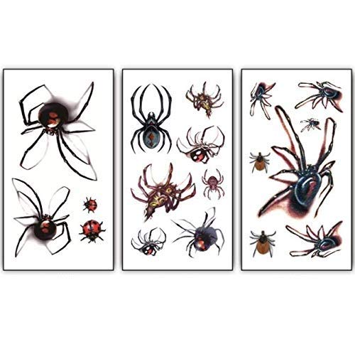 Dnhcll 15 Sheets 3d Spider Temporary Tattoo Sticker Set Waterproof Body Art Decal For