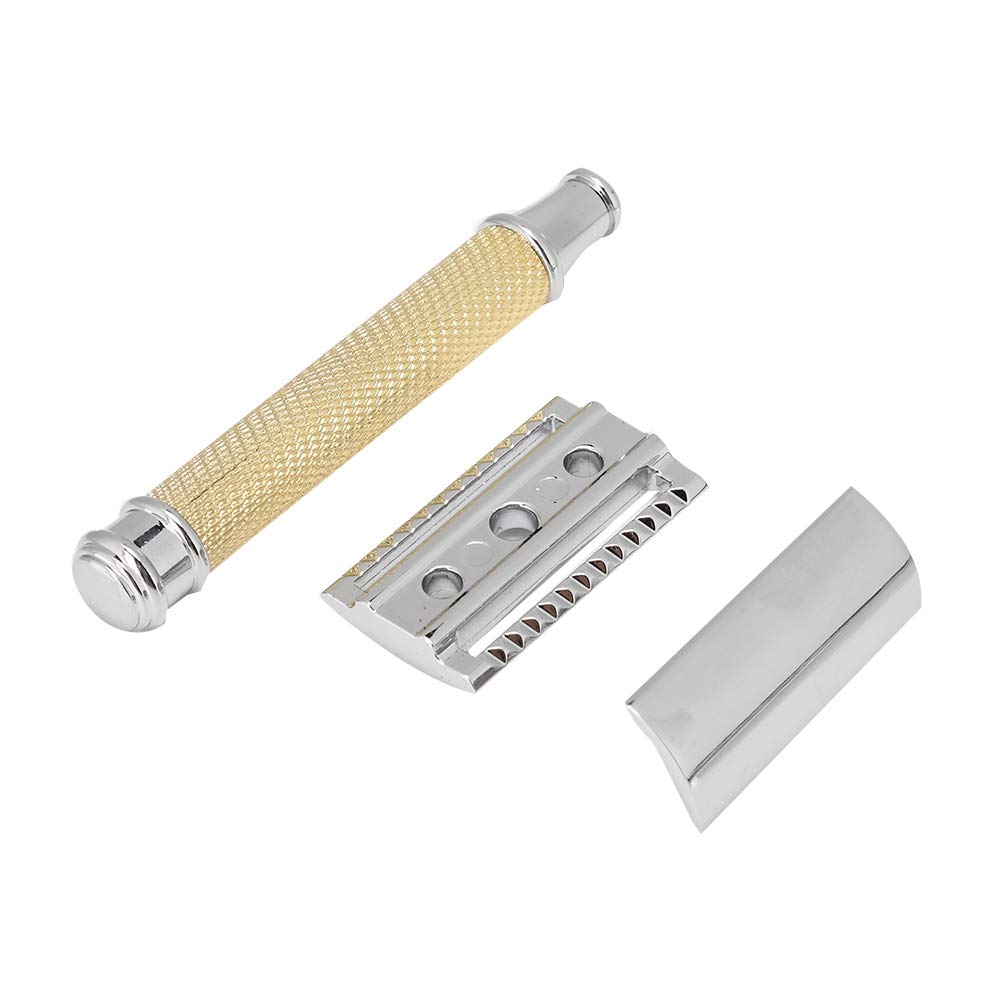 Classic Metal Grip Double-Edged Safety Razor for Men - Black Gold ...