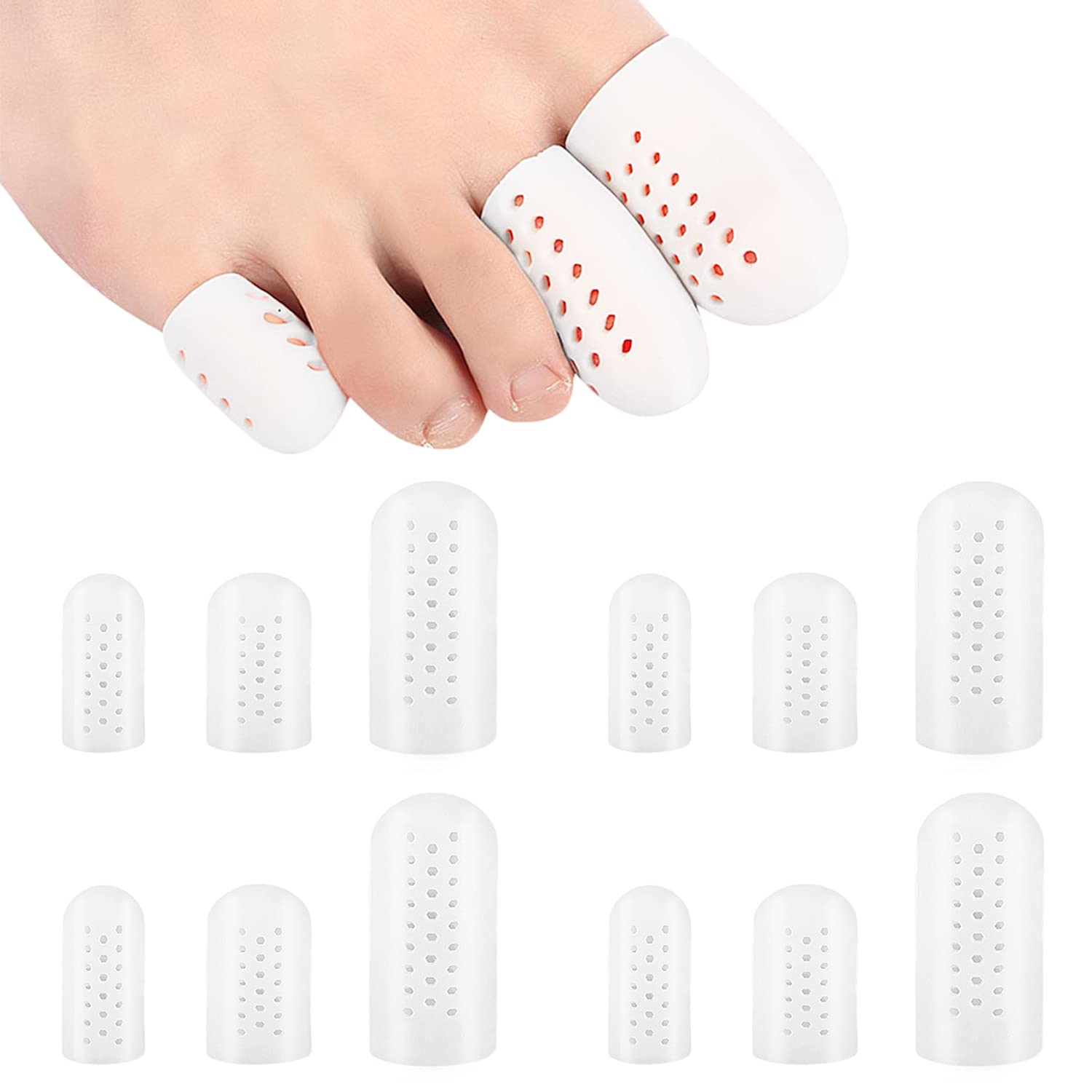 iTGOOS 12 PCS Gel Toe Caps Breathable Toe Protectors Sleeve for Running ...