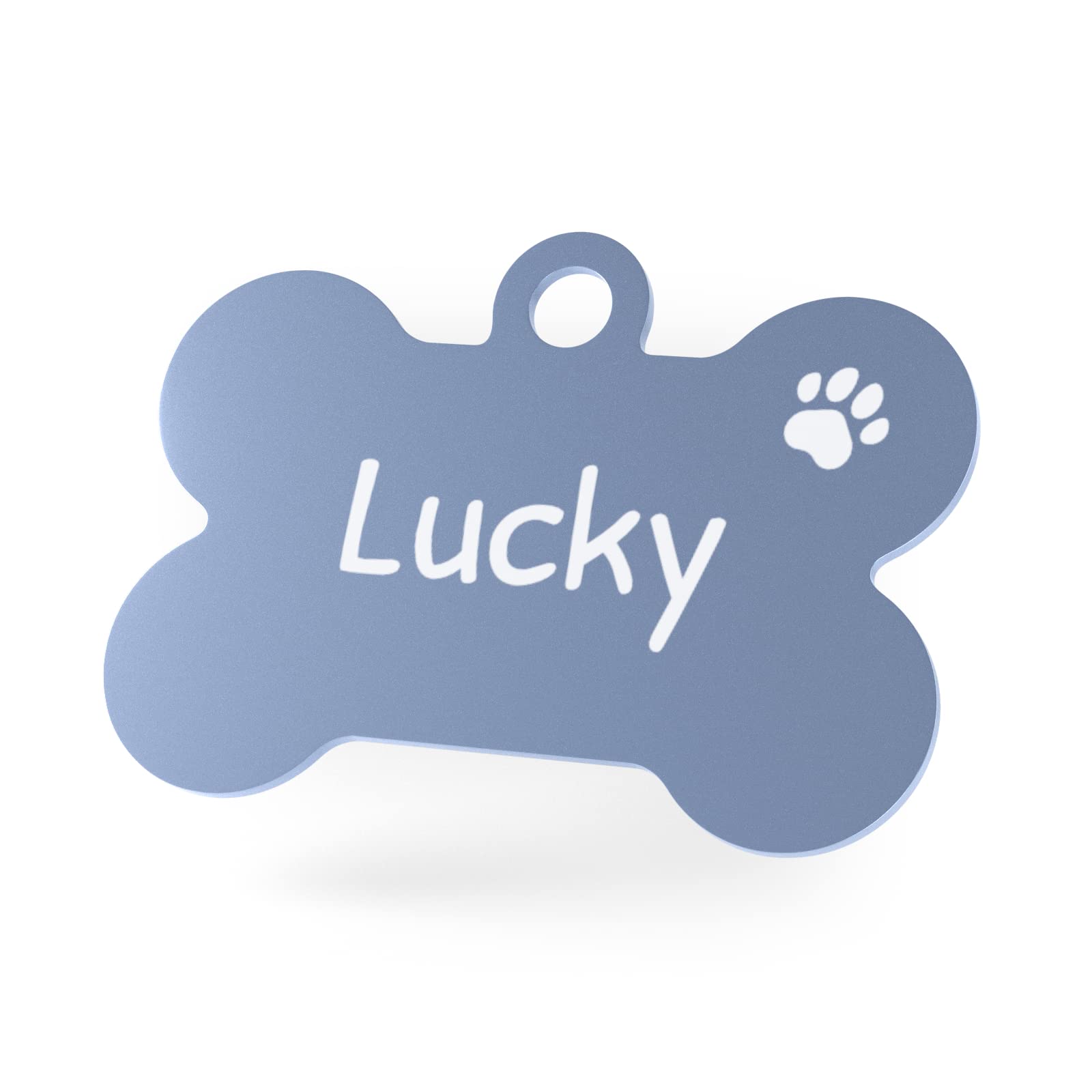 Custom Engraved Light Blue Dog Tag Bone Large 38mm with 2 Key Rings ...