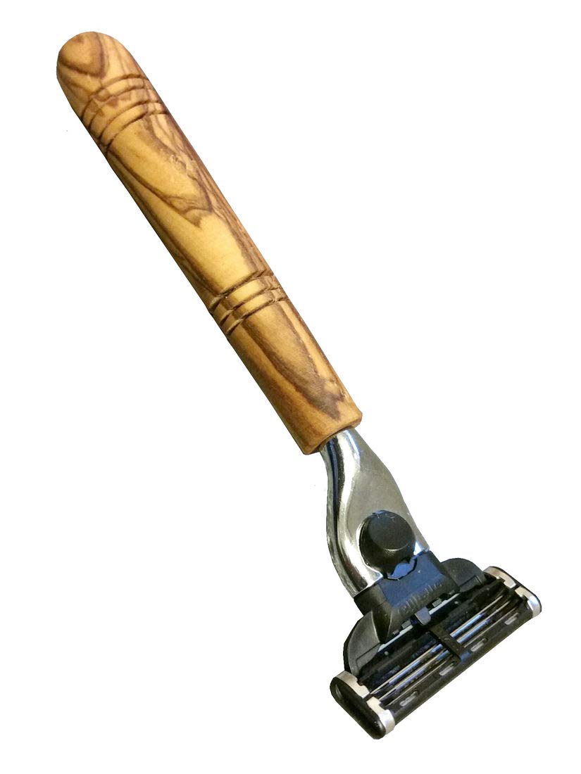 DOM Wet Razor with Olive Wood Handle Makalu - Precision M3 Blade for a ...