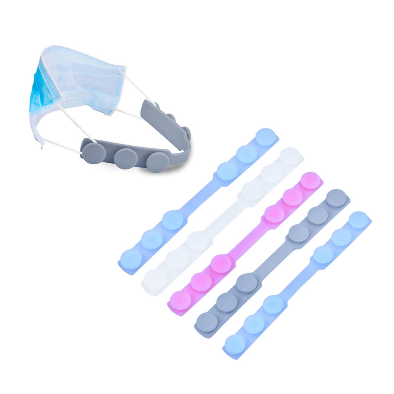 Minkissy 8-Piece Adjustable Mask Hooks - White & Pink Extension Buckles ...