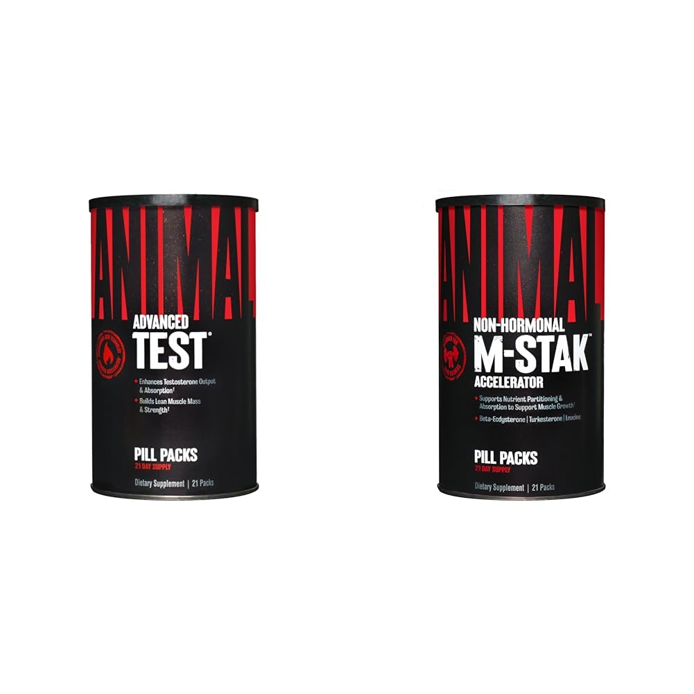 Animal Test Testosterone Booster 21 Day Cycle & M-Stak Hard Gainer ...
