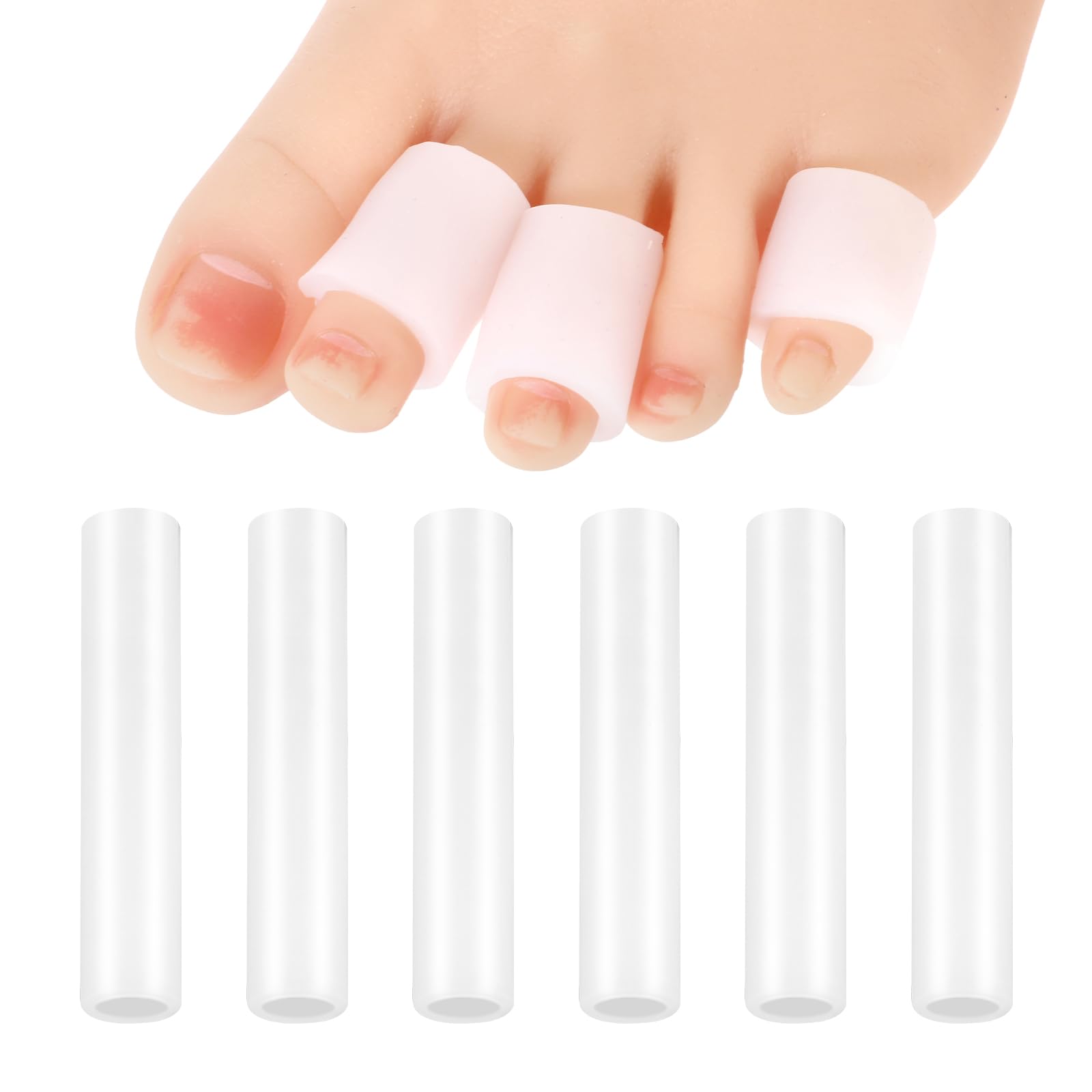 Silicone Toe Covers - 6 Pack White Open Toe Protectors for Small Toes ...