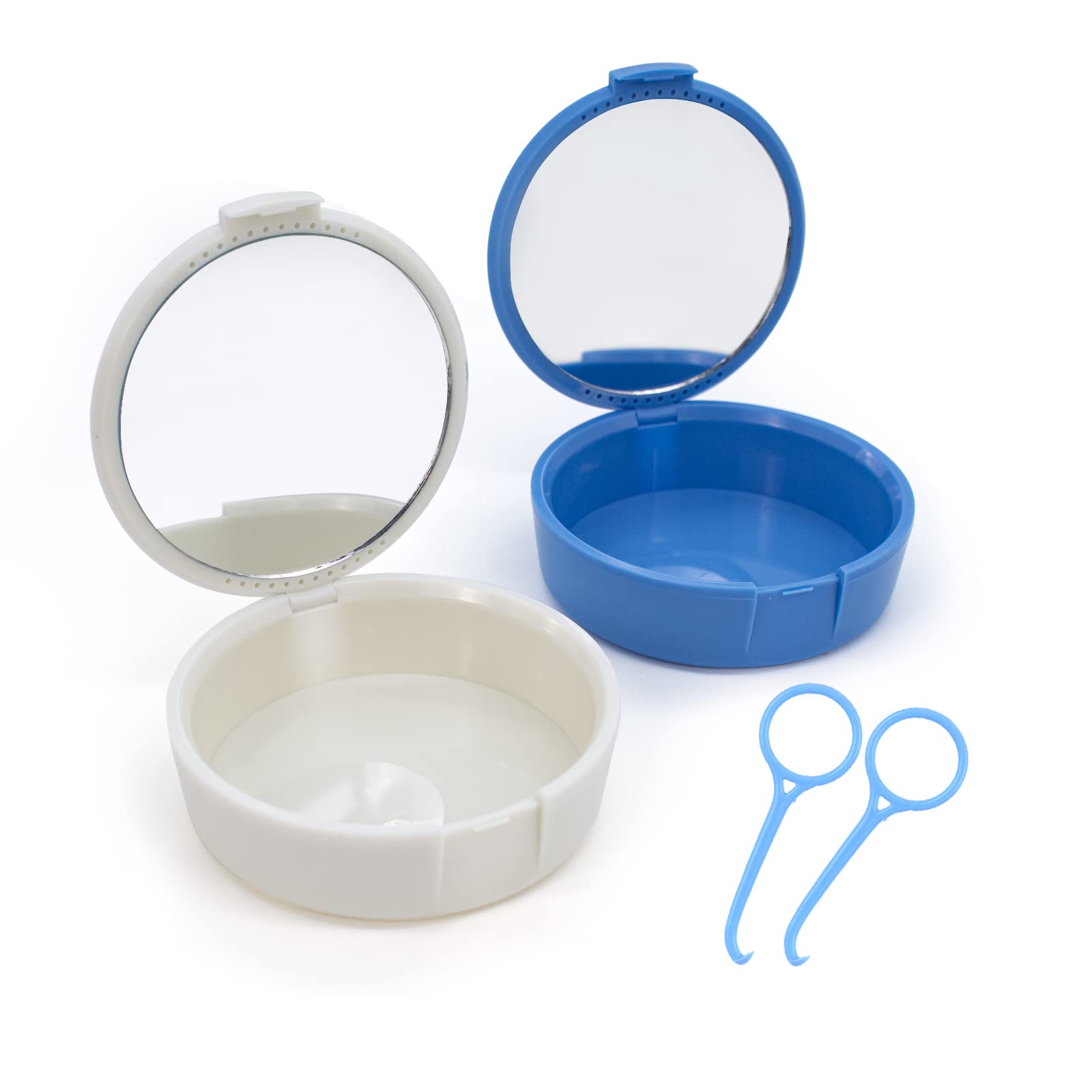 2 Pack Braces Bite Can - Xiacibdus Denture Container with Mirror ...