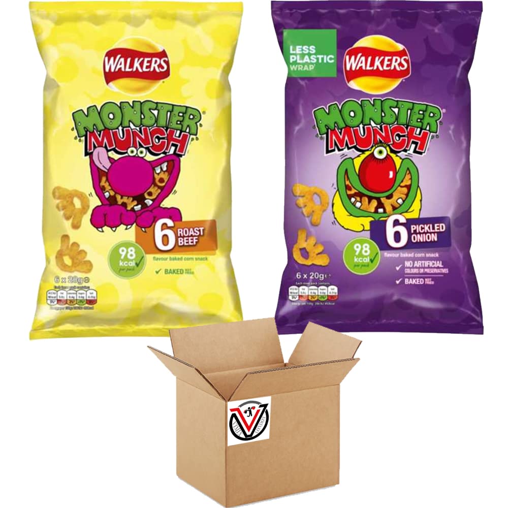 MonsterMunch Roast Beef Pickled Onion 6 pack x 20g - 02 Mixed Bags(12 ...