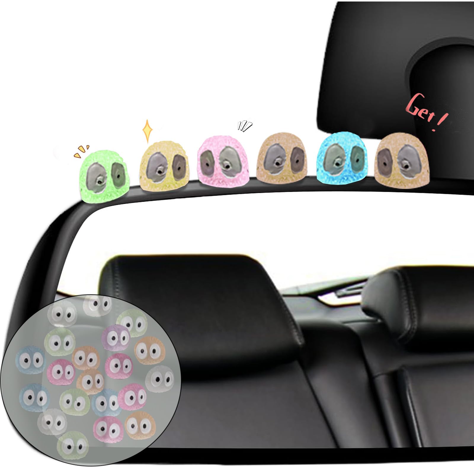 20 PCS Colorful Luminous Soot Sprites Car Decor Set Rearview Mirror and ...