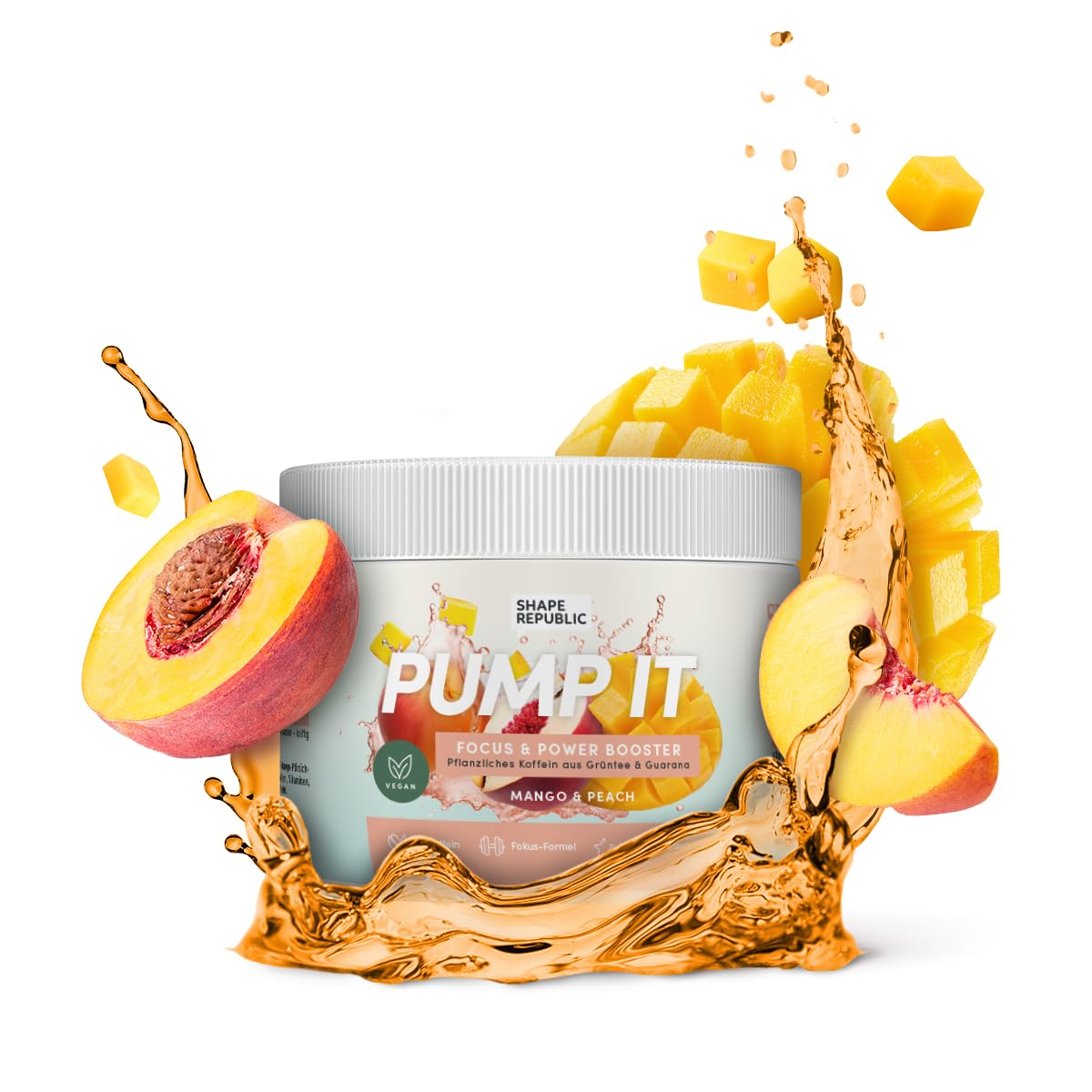 Shape Republic Pre Workout Booster - Vegan Mango & Peach 240g | Natural ...