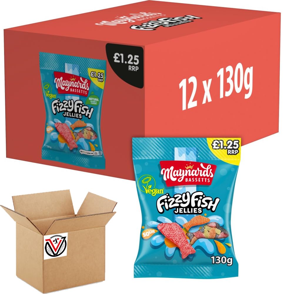 12 x Mynards Bassetts Sweets Bag 1.25 PMP 130g (Fizzy Fish) | Buy Now ...