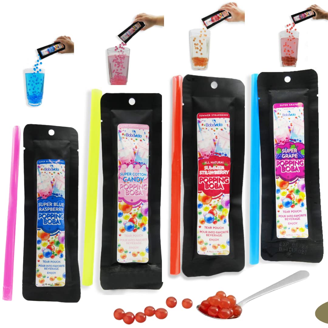Popping Boba Pearls Bubble Tea Tapioca Balls Party Kit - Vegan Natural ...