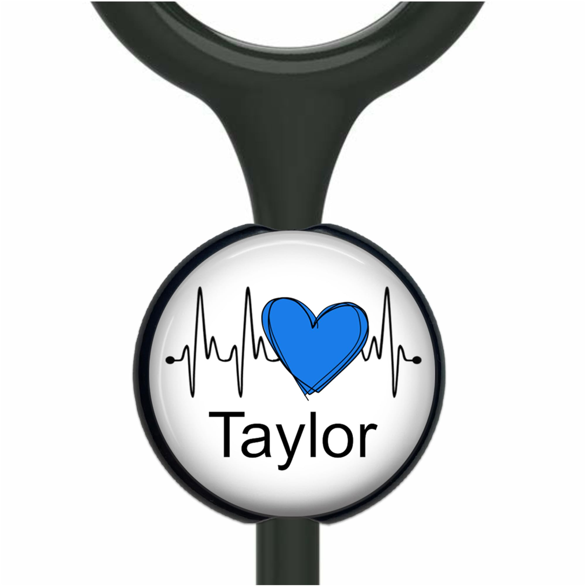 Personalized EKG Heart Stethoscope Name Tag | Customizable ID Label in ...