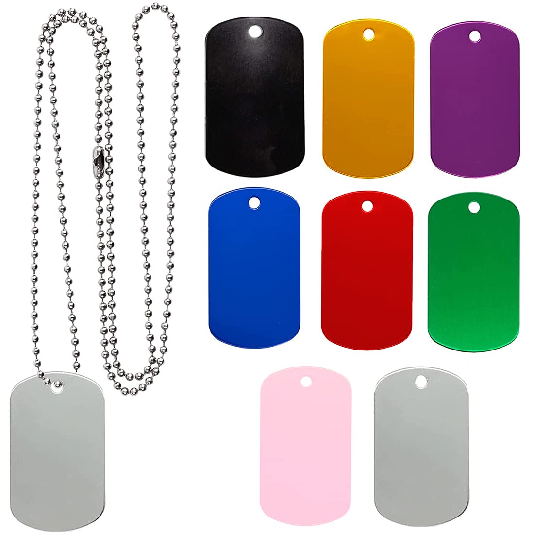 24 Pack Anodized Aluminum ID Tags for Laser Engraving with Ball Chains ...