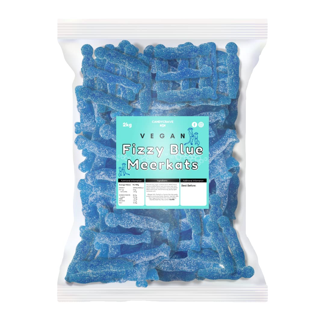 Fizzy Blue Meerkats Sweets - 2KG Bag - Blue Sweets - Baby Shower ...