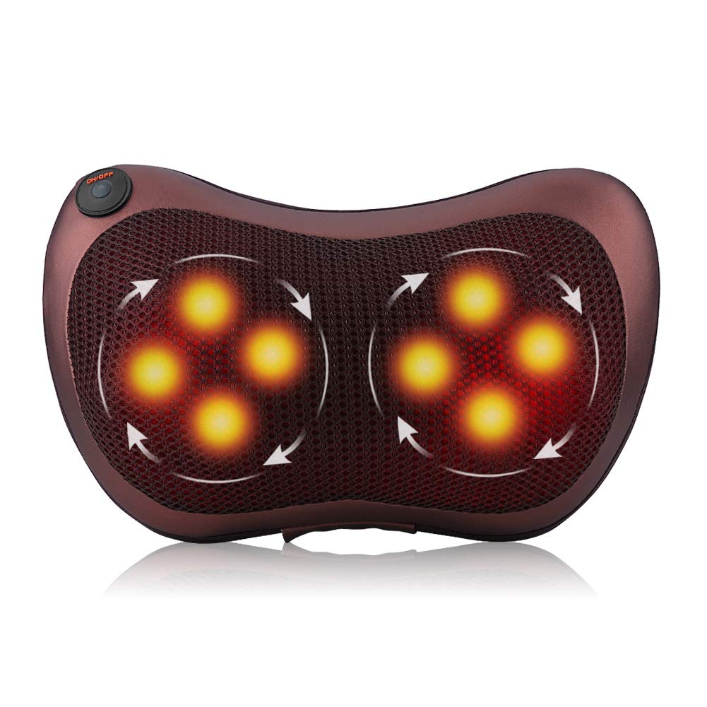 Ergonomic Neck Shoulder & Back Massage Cushion with 8 Rolling Nodes ...