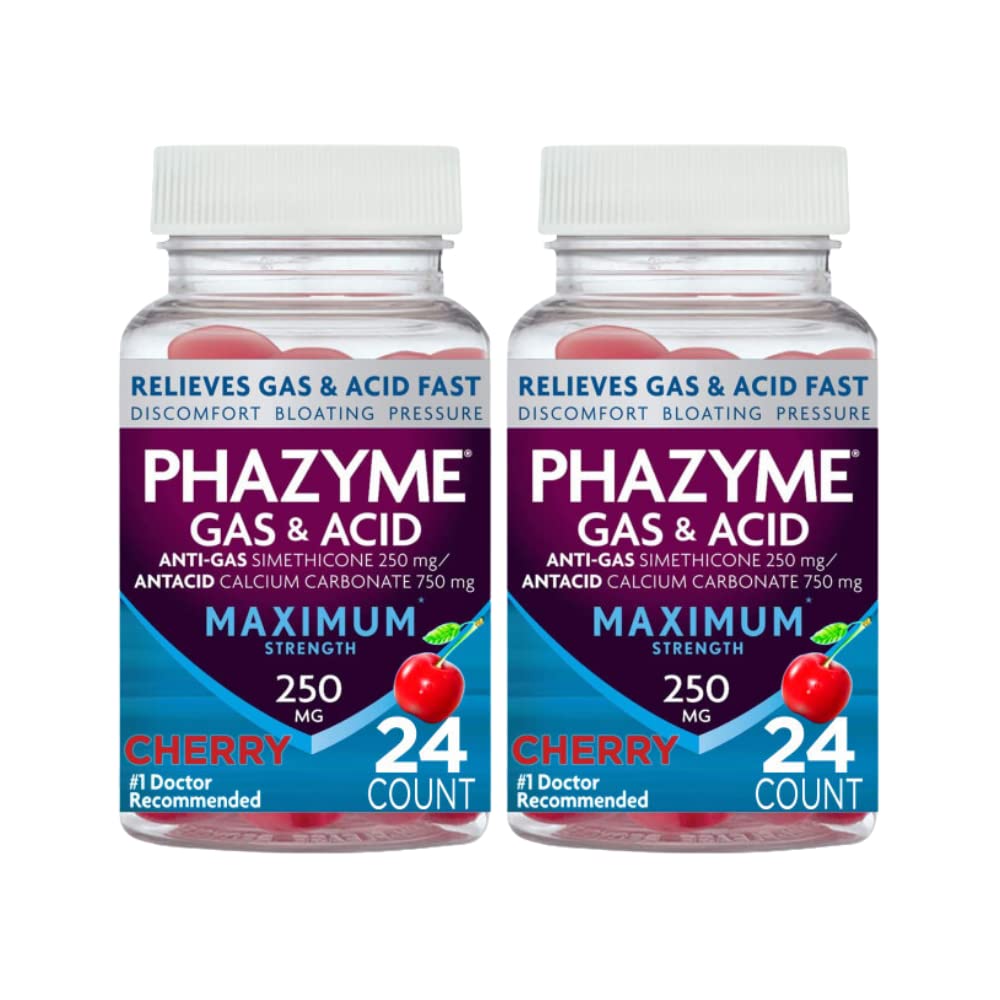 Phazyme Maximum Strength Gas & Acid Relief Works Fast Cherry Flavor (24 ...