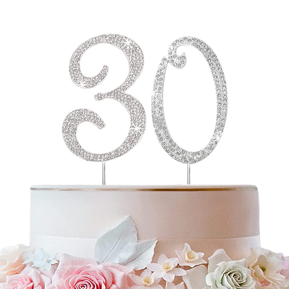 Happy Birthday Cake Topper - Silver Rhinestone Decoration for Stunning Birthday Cakes ...