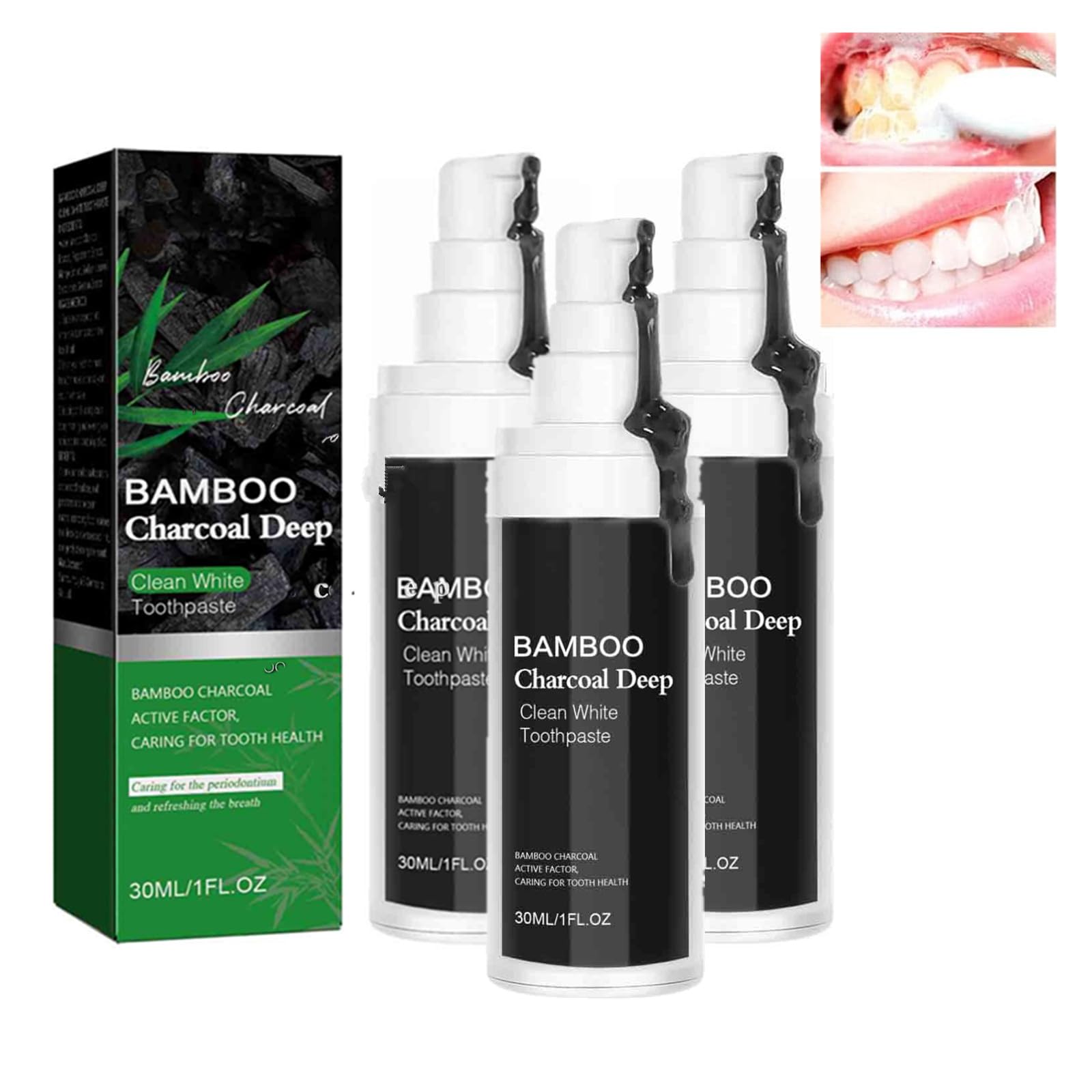 Bamboo Charcoal Deep Toothpaste - Activated Carbon Tooth Whitening ...