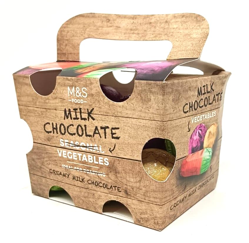 M&S Milk Chocolate Vegetables 122g - Foiled Hollow milk chocolate ...