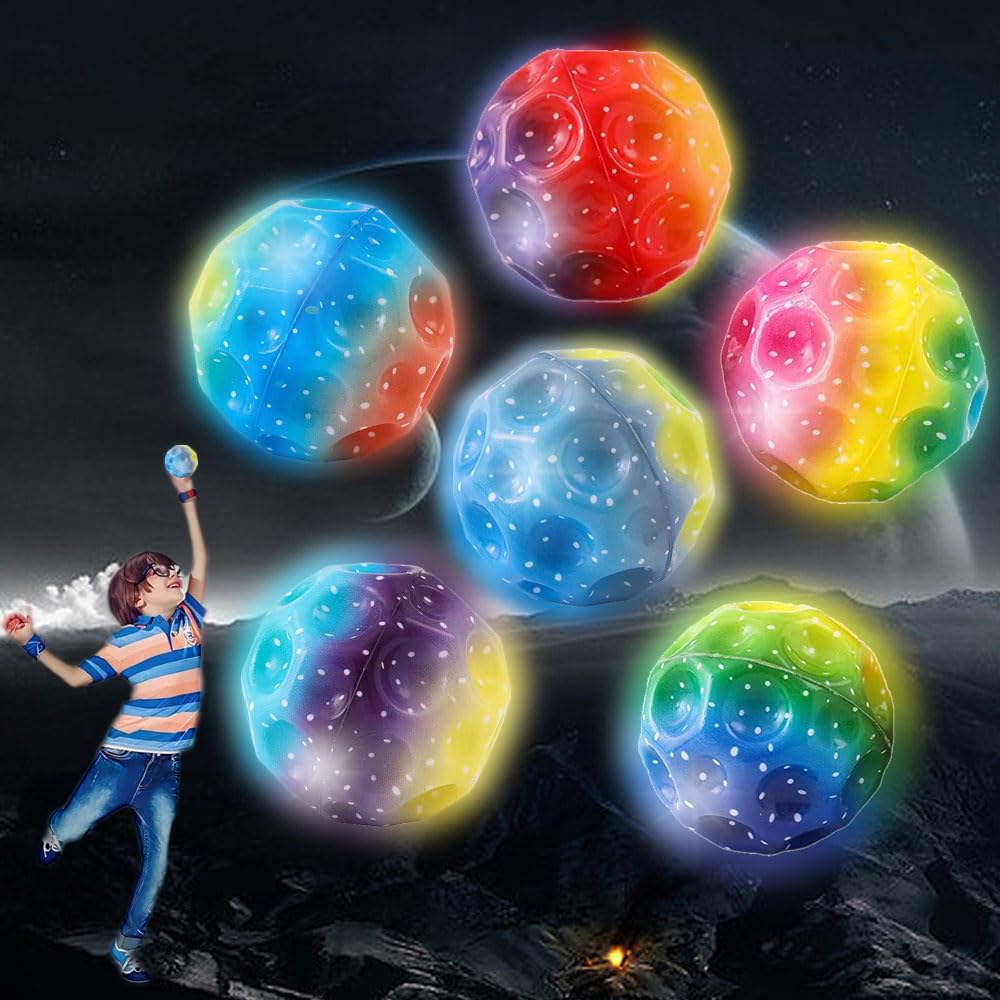 Anyingkai 6-Piece Moon Ball Set - Shining Astro Jump Ball with Colorful ...