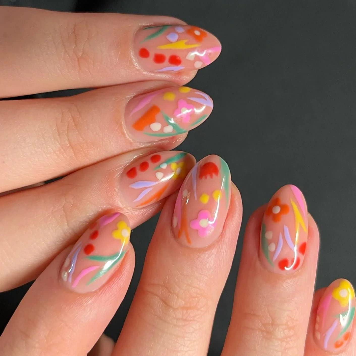 Medium Press On Nails Bettycora Spring Summer Nails Press Nails 24 Fake Nails With Nail Glue