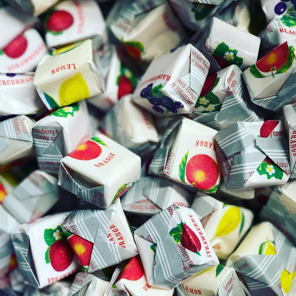 Fruit Flavour Caramels - Assorted chewy sweets - strawberry lemon ...