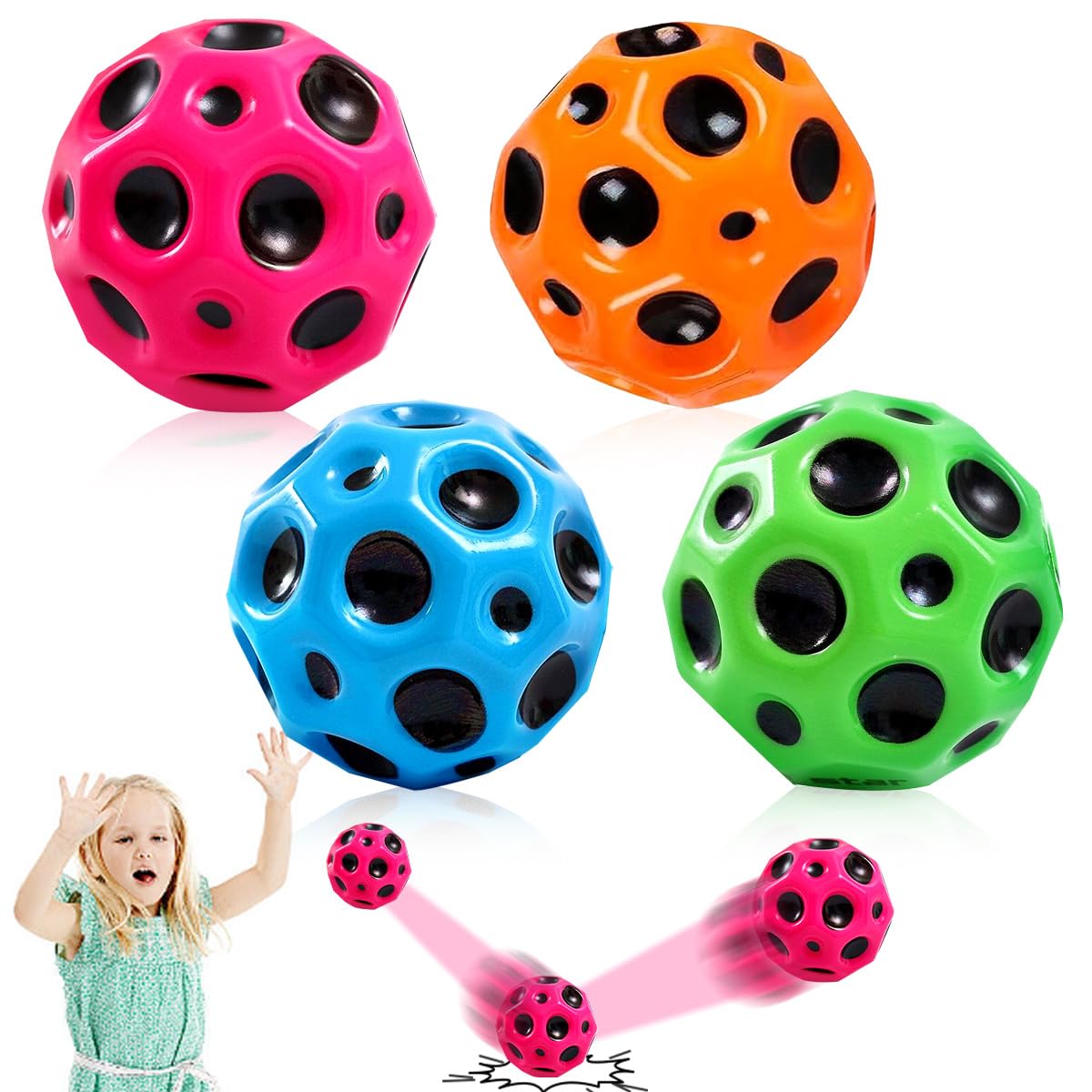 Buy Lgzin 4-Piece Astro Jump Ball Set - Original Moon Balls for Stress ...