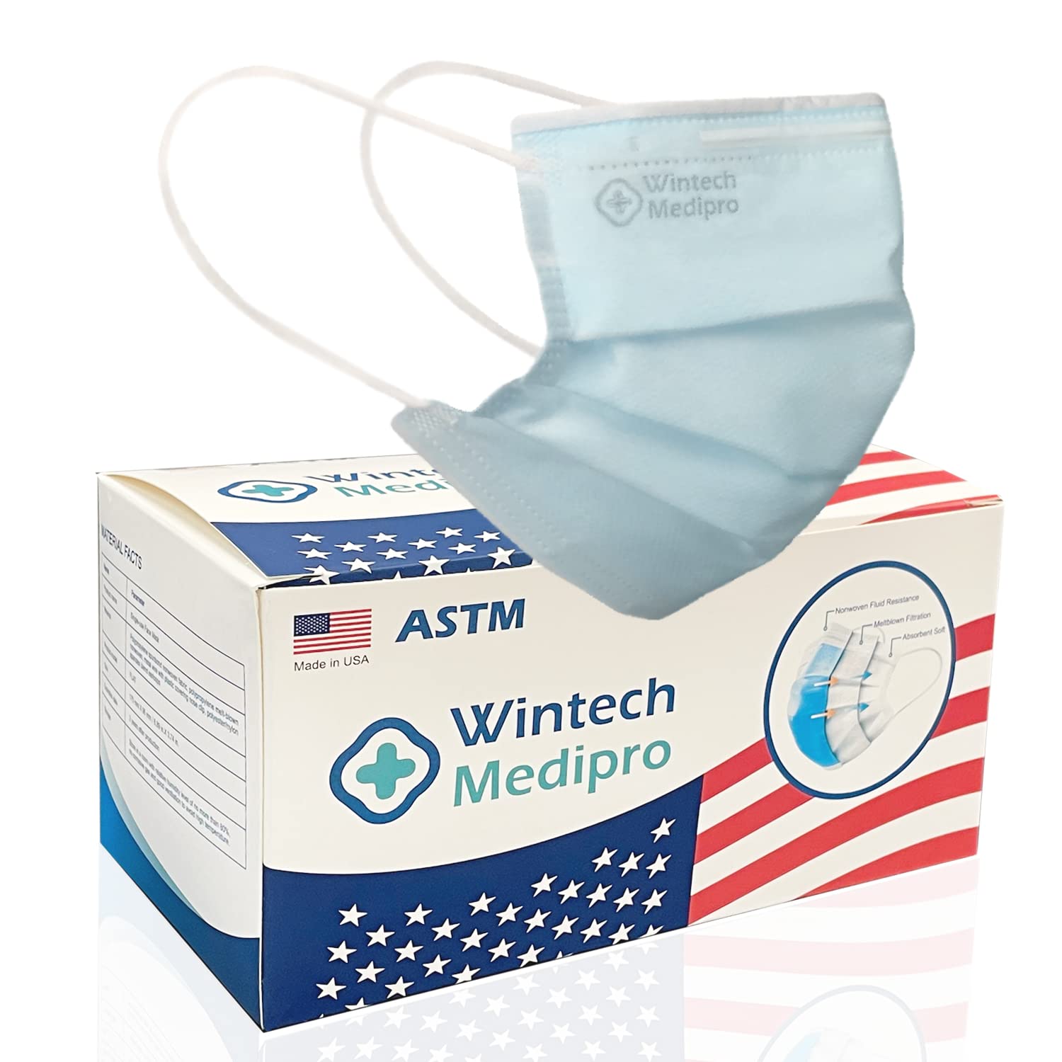 Wintech Medipro ASTM Level 3 3-Ply Disposable Face Masks 50PCS/BOX ...