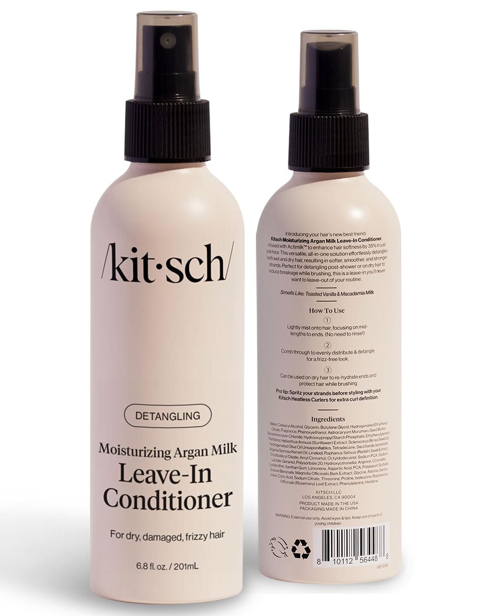 Kitsch Argan Milk Leave-In Conditioner - Hydrating Sulfate-Free Frizz ...