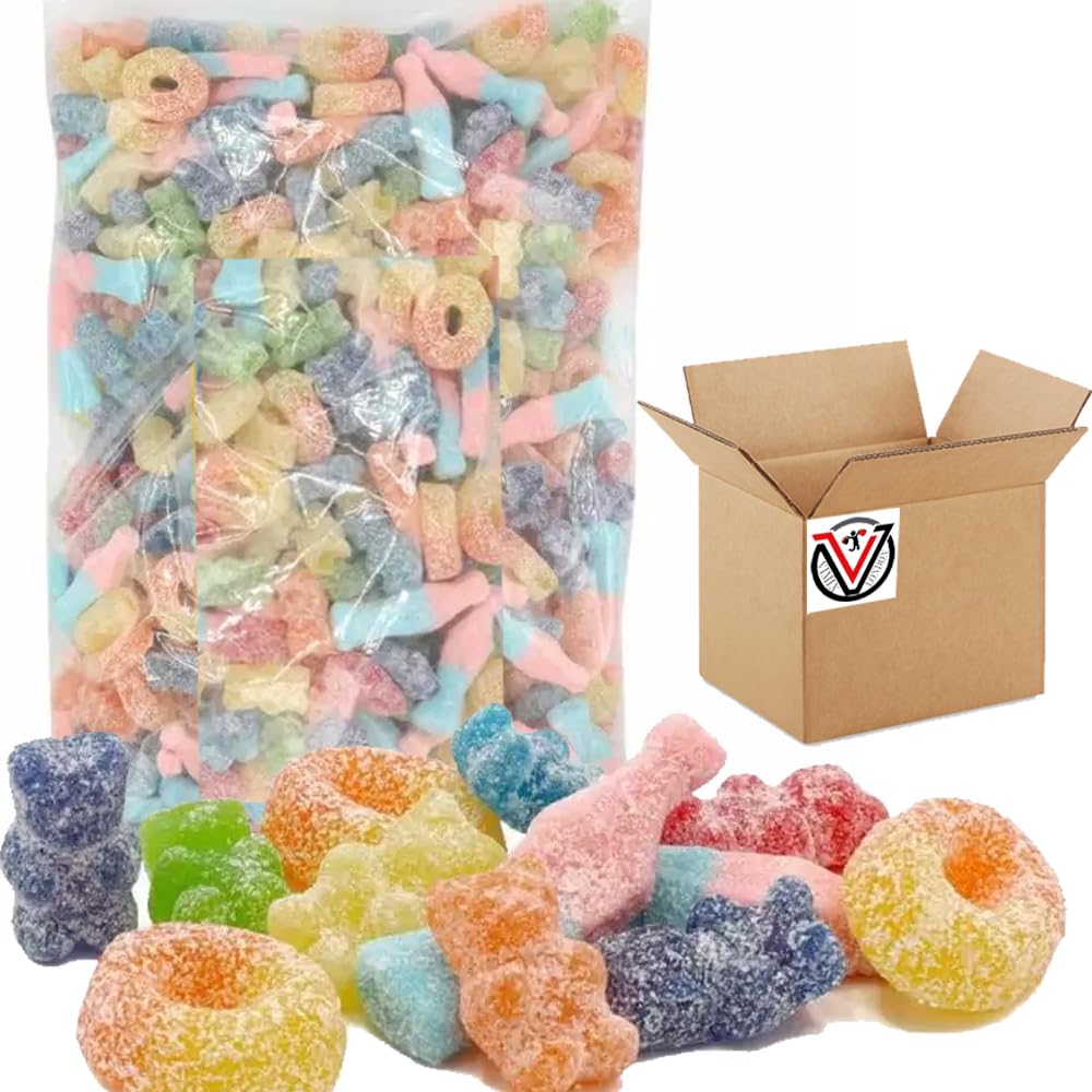 Mega Value Assorted Fizzy Mix 2.5kg - Sugar Coated Fruit and Bubblegum Flavour Sour Jelly Sweets ...