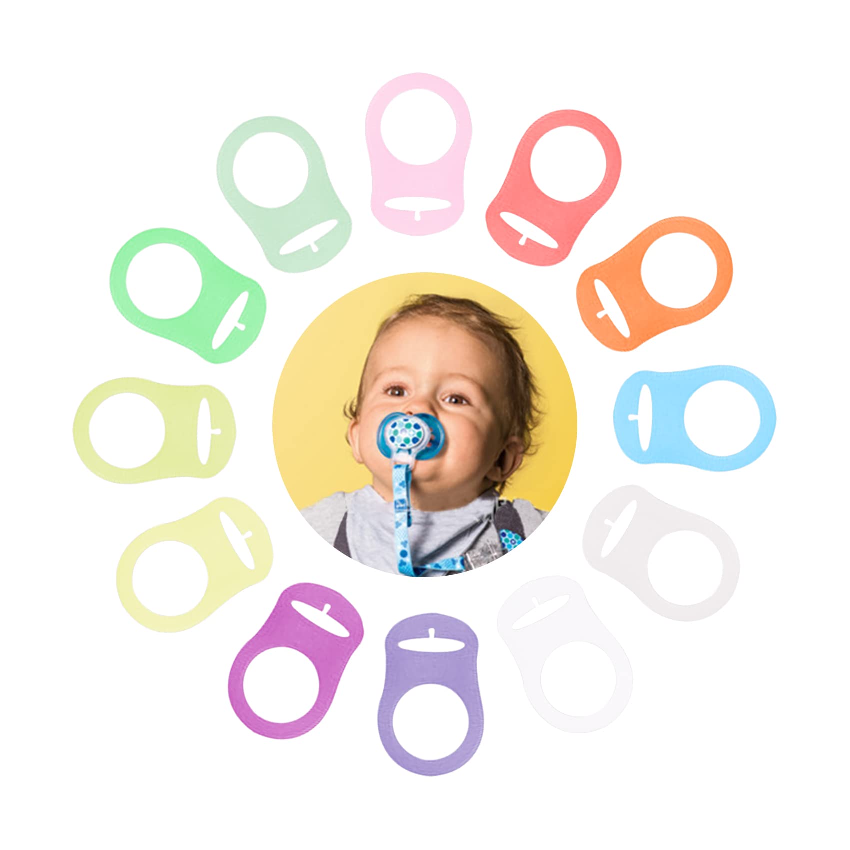 Neoreser Silicone Ring for Pacifiers - 12 Pack Baby Pacifier Holder ...