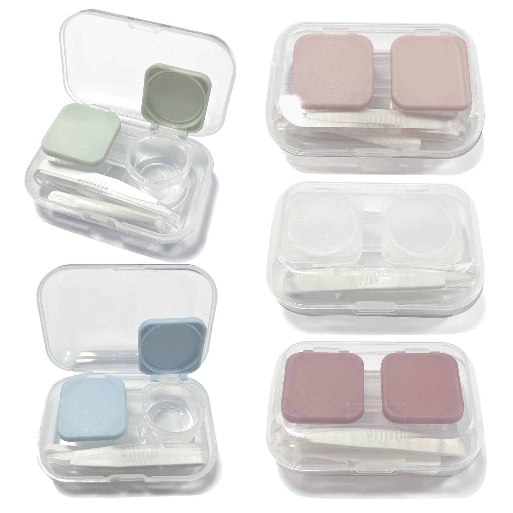 Colorful Portable Contact Lens Container Set | Mini Hinged Lid Cases ...