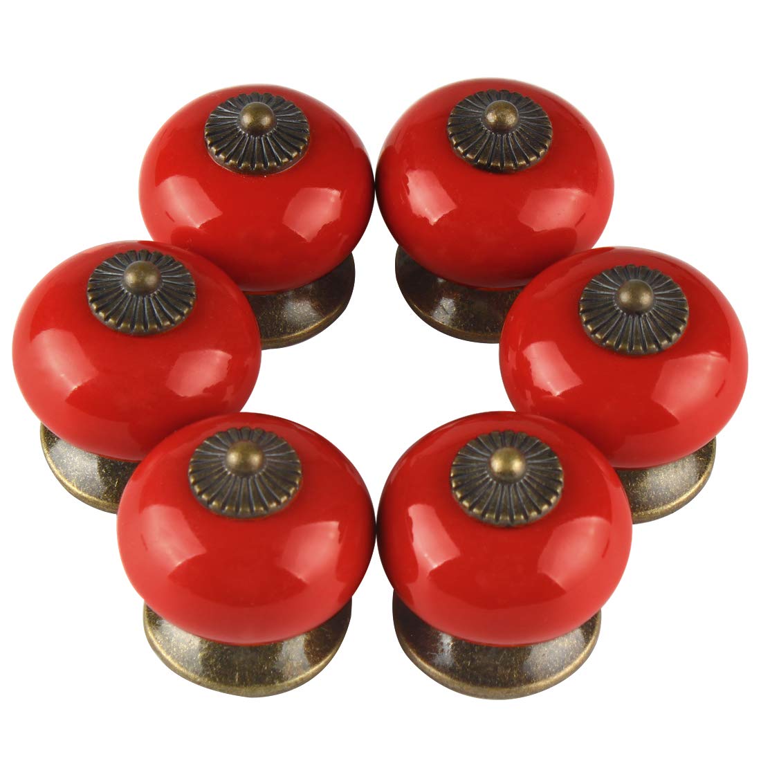 Larcele Vintage Ceramic Cabinet Knobs - 6-Piece Round Door Knob Set ...