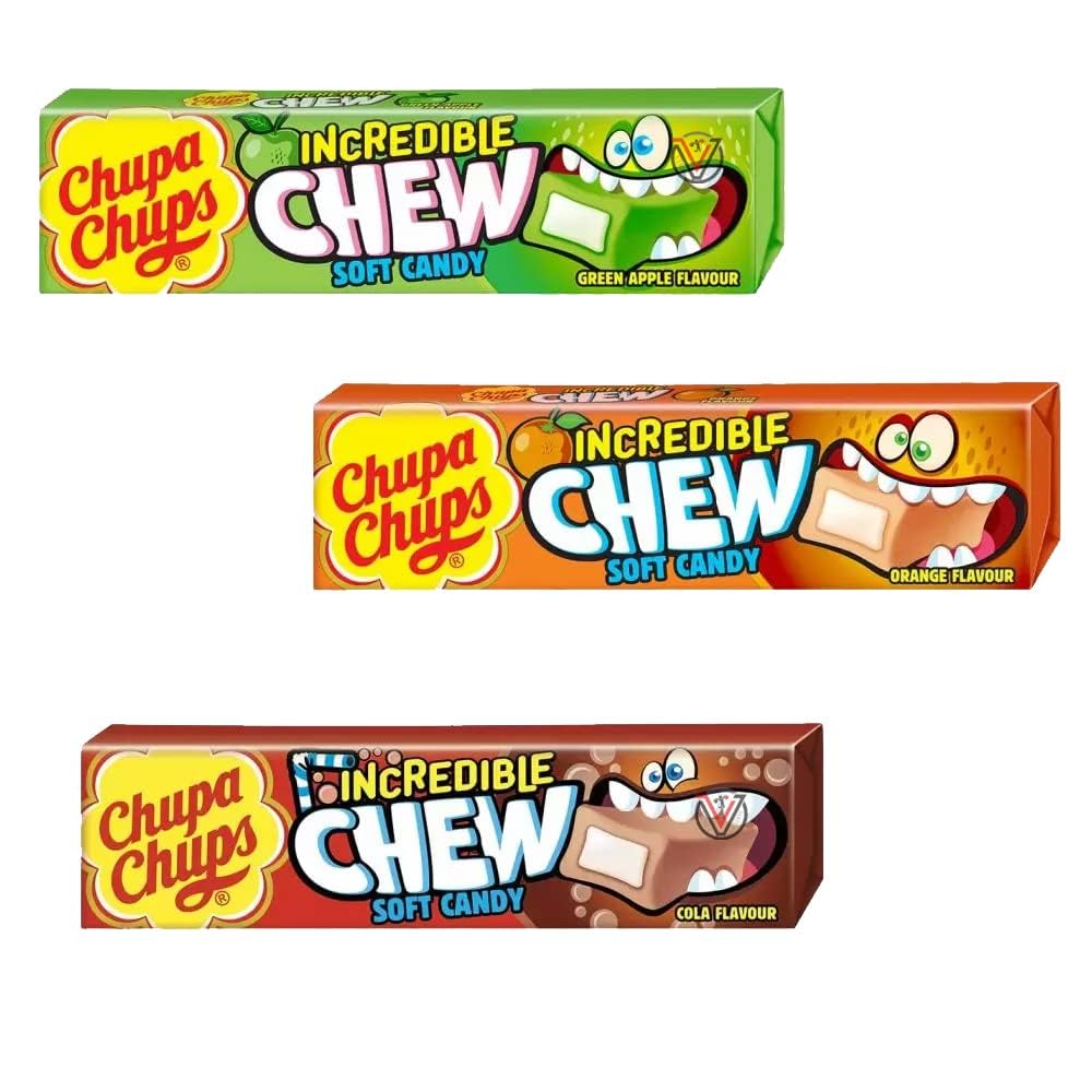 Chupa Chups Cola Orange Apple Incredible Chew Soft Candy 45g - 03 Mixed ...