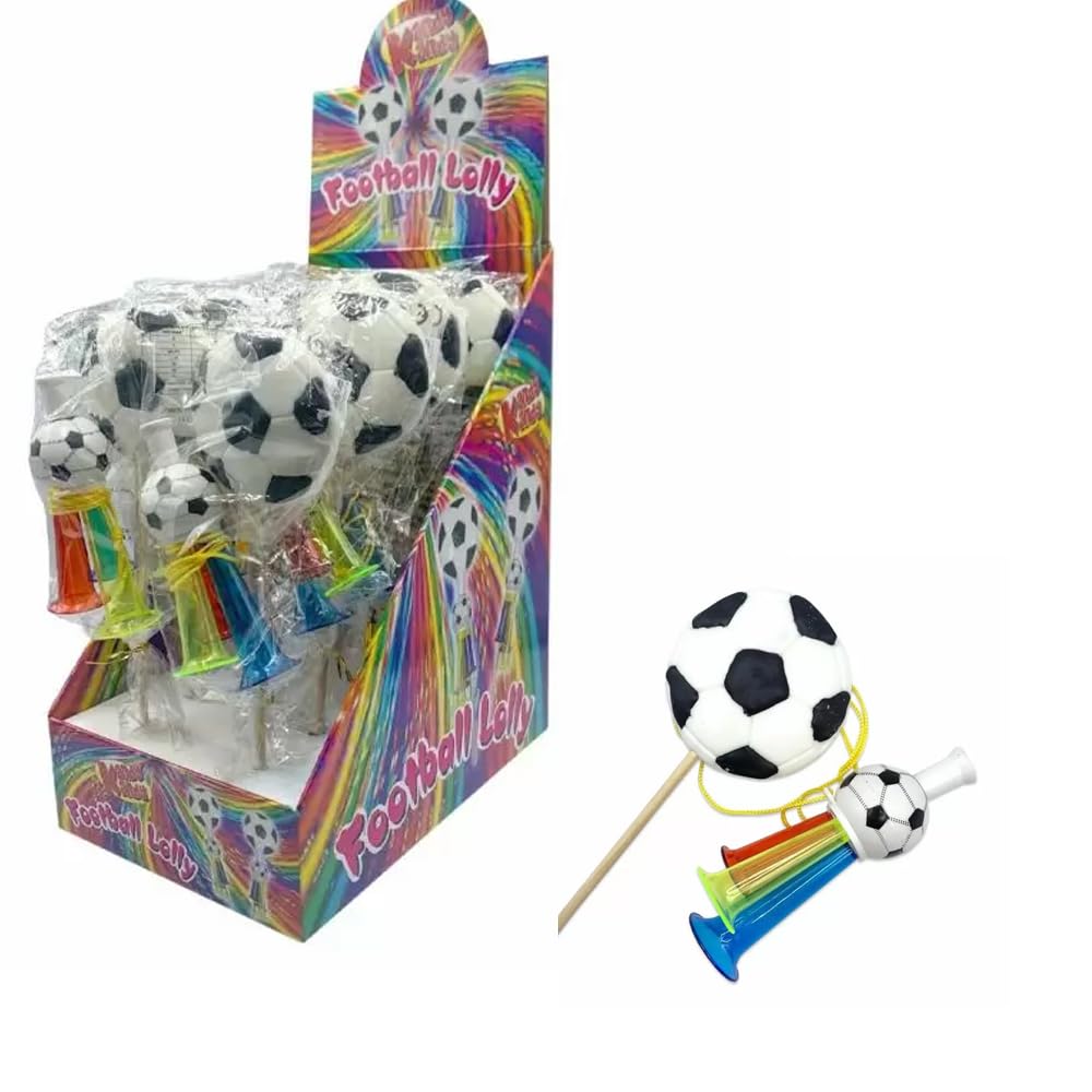 Football Lollipop With Whistle 85g - Fruit Flavour Football Lolly (12 ...