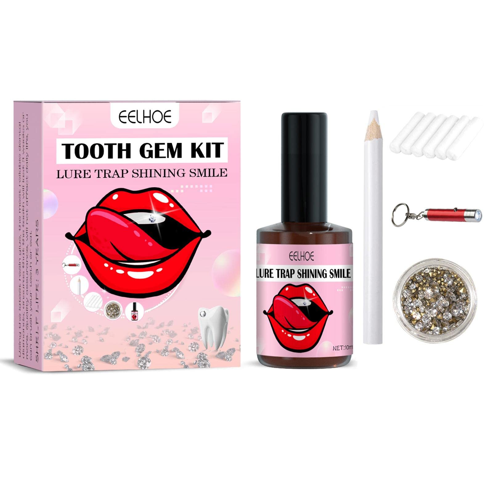 Tooth Gemstone Kit with UV Light - Bonding Jewelry Cotton Rolls ...