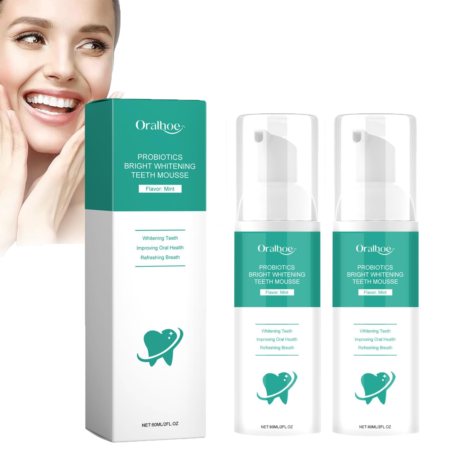 2 Stuck Bright Whitening Teeth Mousse & Toothpaste - Herbal Oral Repair Treatment Deep Cleaning ...