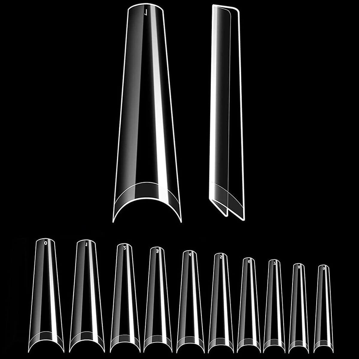 500 XXL Ballerina Tips Clear - Premium Nail Extensions for Gel ...