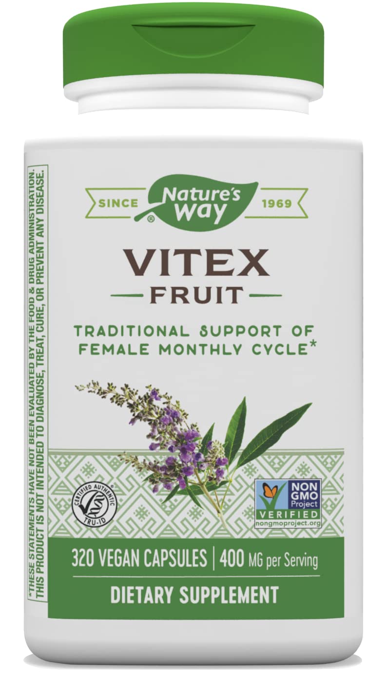 Nature's Way Vitex Fruit 400 mg | 320 Vegan Capsules for Hormonal Balance