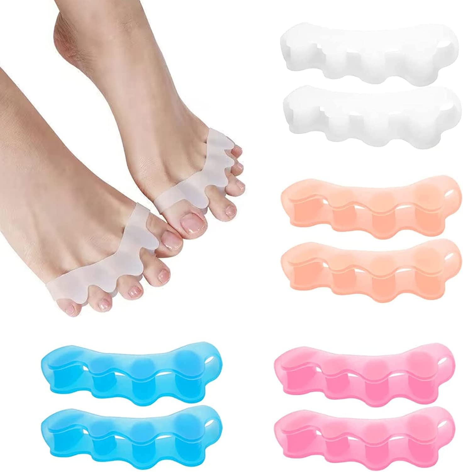 Silicone Toe Separator Set: Hallux Valgus Correction & Toe Protection ...