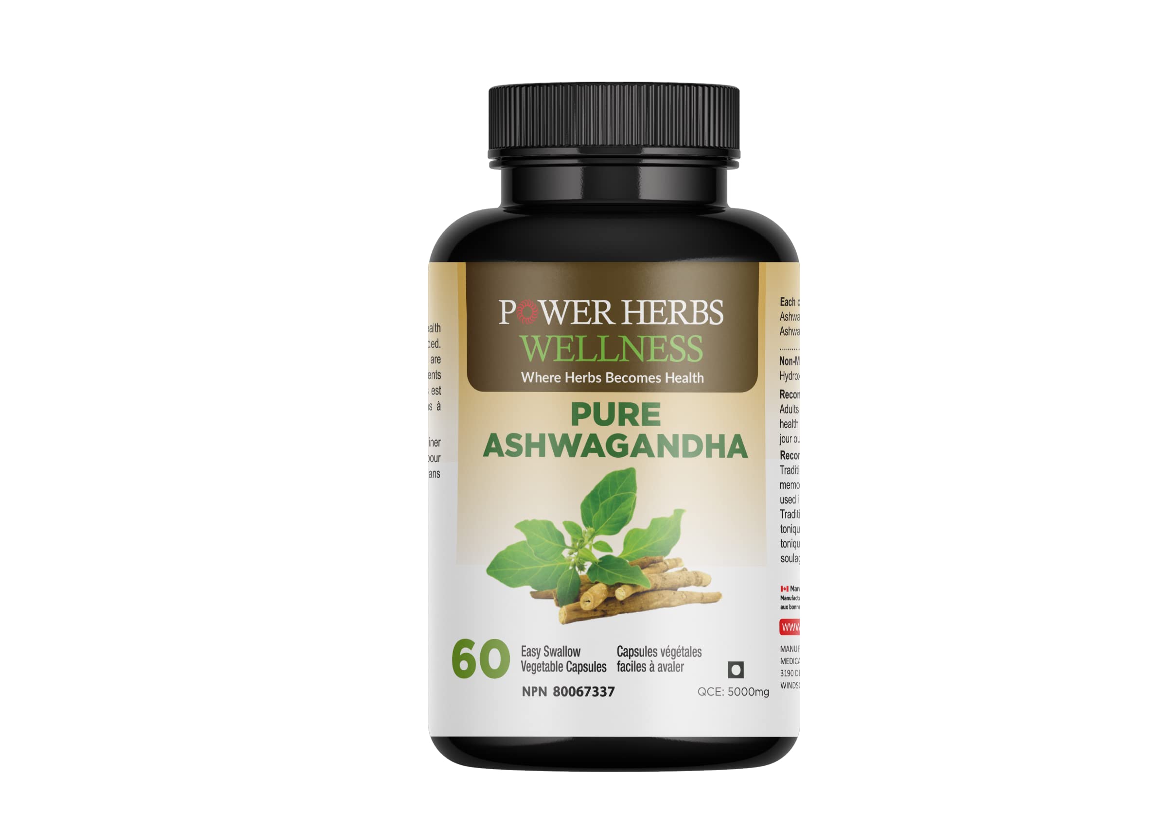 Power Herbs Pure Ashwagandha Capsules 60 Count