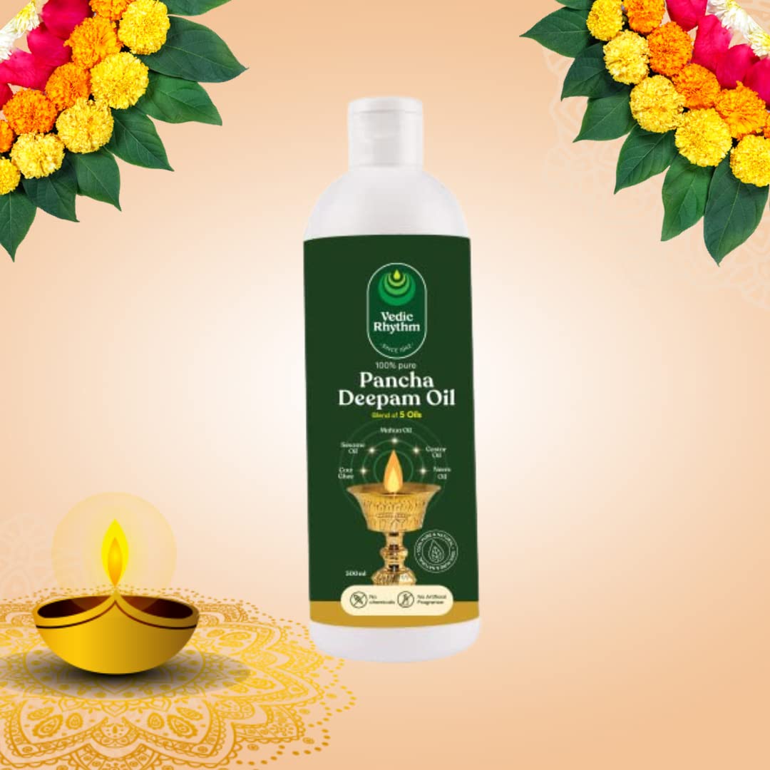 Vedic Rhythm Pancha Deepam Oil 16 Fl OZ | Chemical-Free Blend of Sesame ...