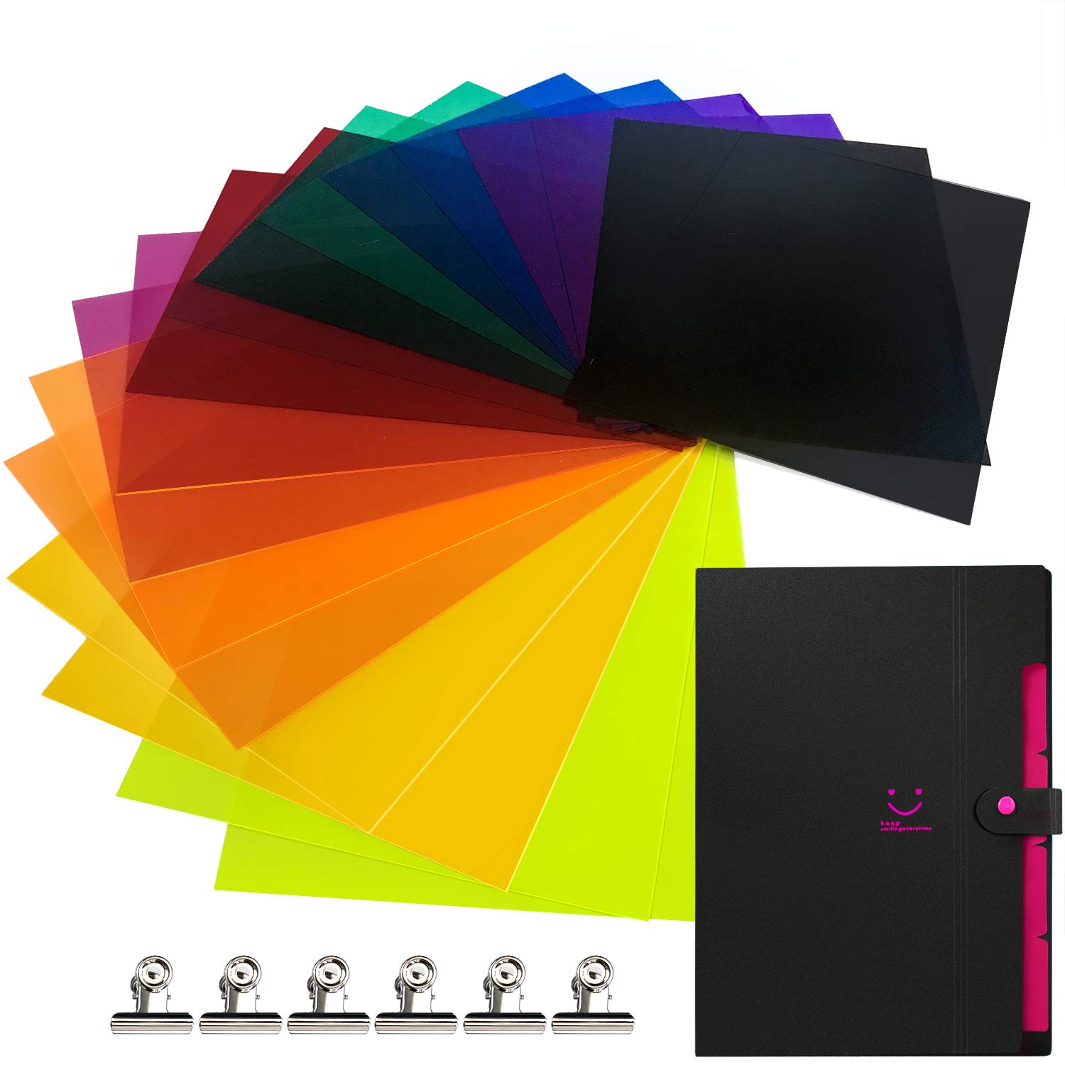 18 Pack Correction Gel Light Filter Sheets - 11.7x8.3 Inches - 9 Colors ...