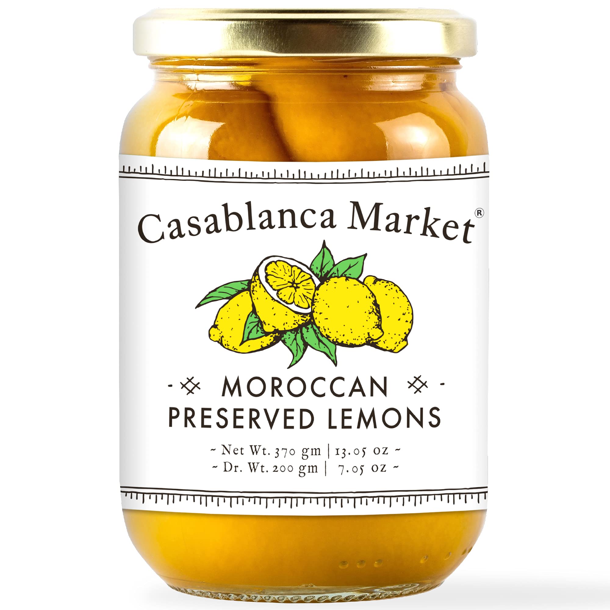 Authentic Moroccan Preserved Lemons - Non-GMO, Whole Lemons for Couscous & Tagine Pot (13oz ...