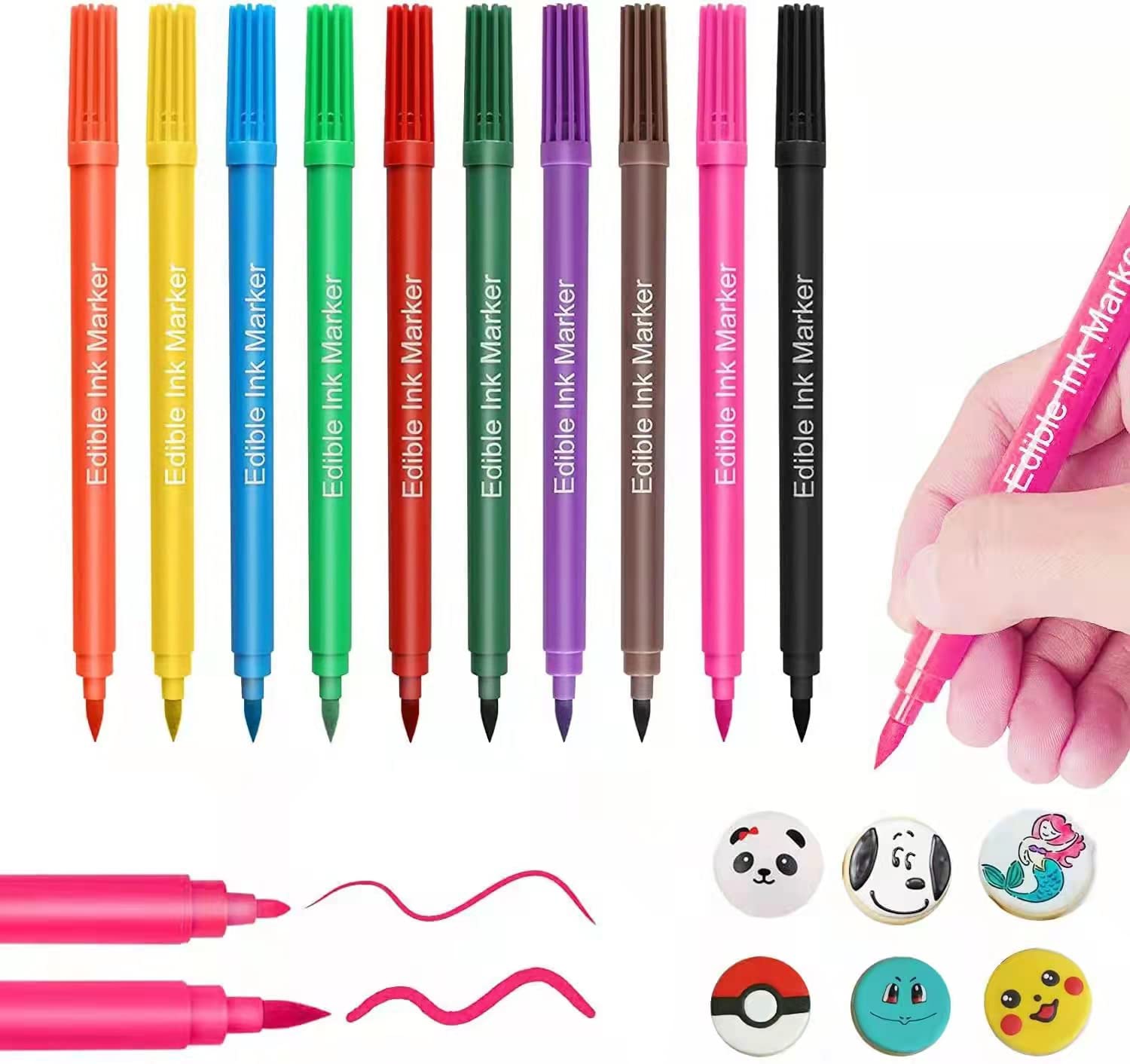 Edible Markers for Cookies Food Coloring Pens 10Pcs Food Decorating ...